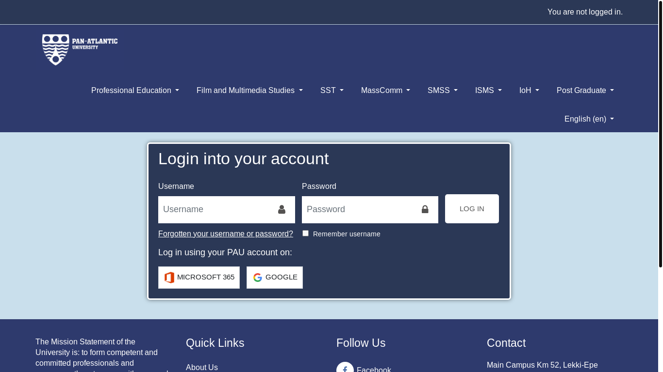 PAU Elearning: Log in to the site - URL Scan Results | Tiny Scan